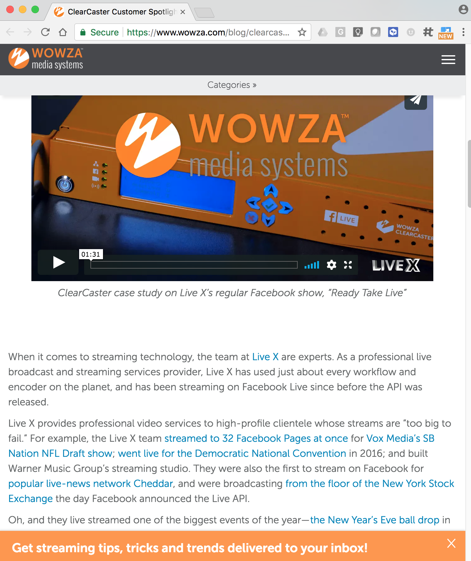 Wowza Highlights Live X in Clearcaster Case Study | Live X